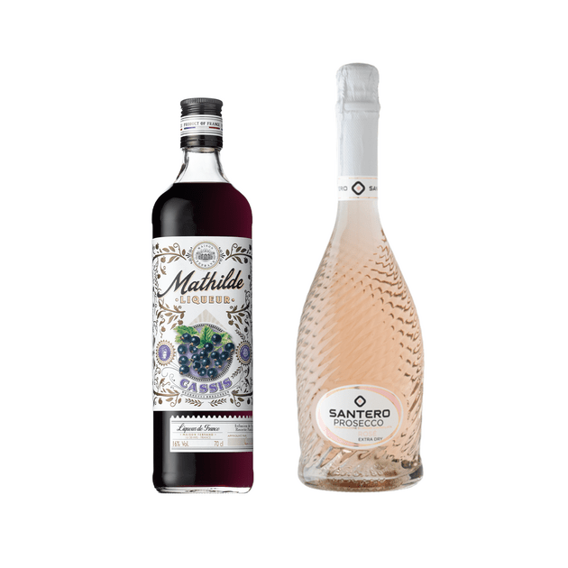 Mathilde Liqueur Cassis + Santero Prosecco Rosé Extra Dry - Šumivé víno ...